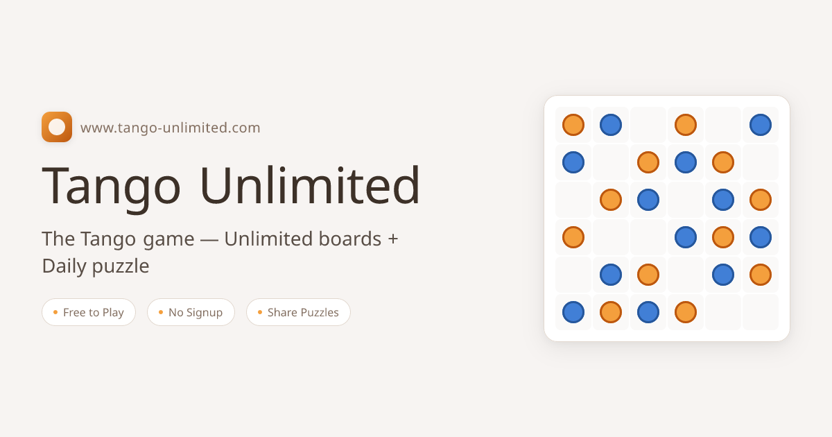 Tango Unlimited: Play Unlimited Tango Puzzles Free Online